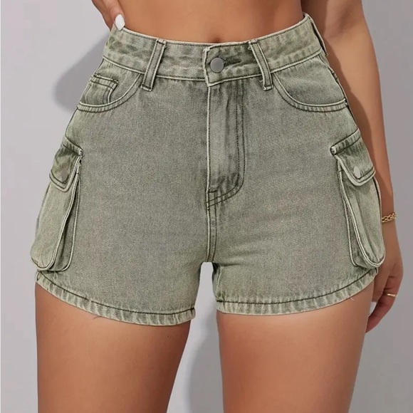 Temu | Shorts | Side Flap Pocket Retro Washed Denim Shorts | Poshmark